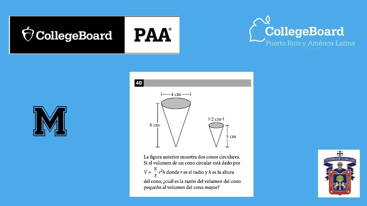 GUIA PAA| La figura anterior muestra dos conos circulares. Si el ...