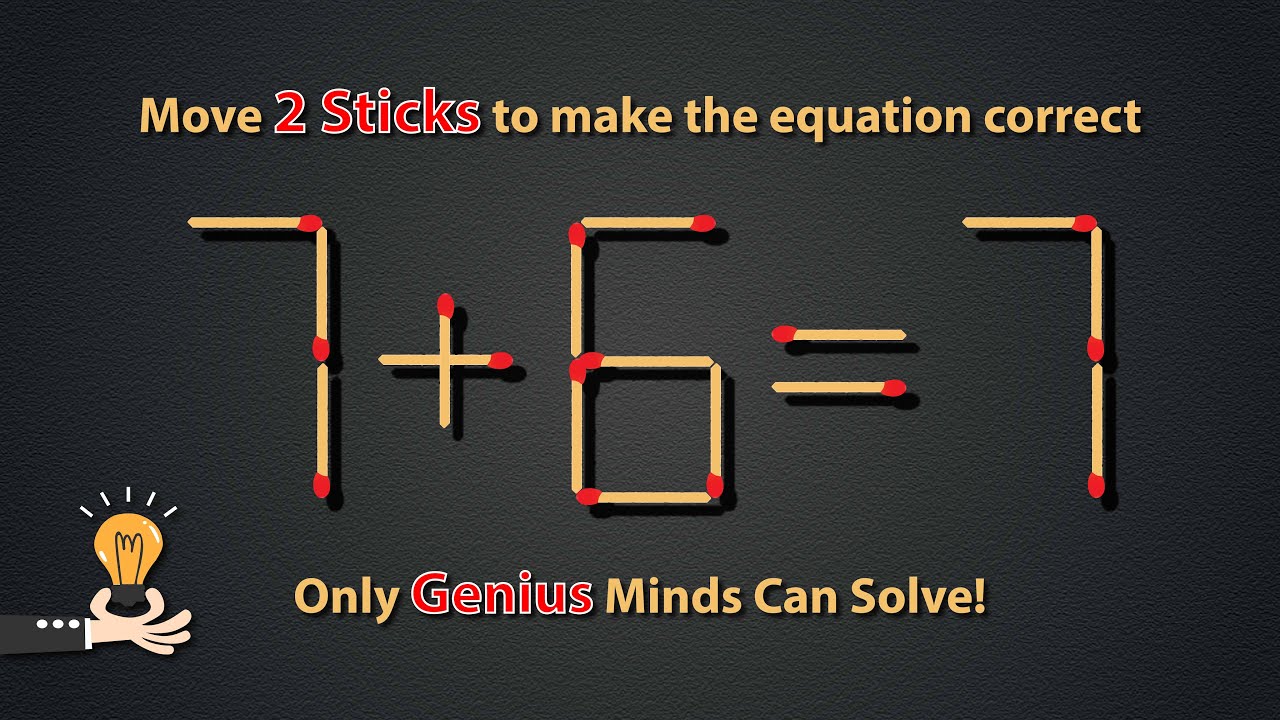 Brain Teaser Matchstick Puzzles with answers | Move 2 sticks to correct ...