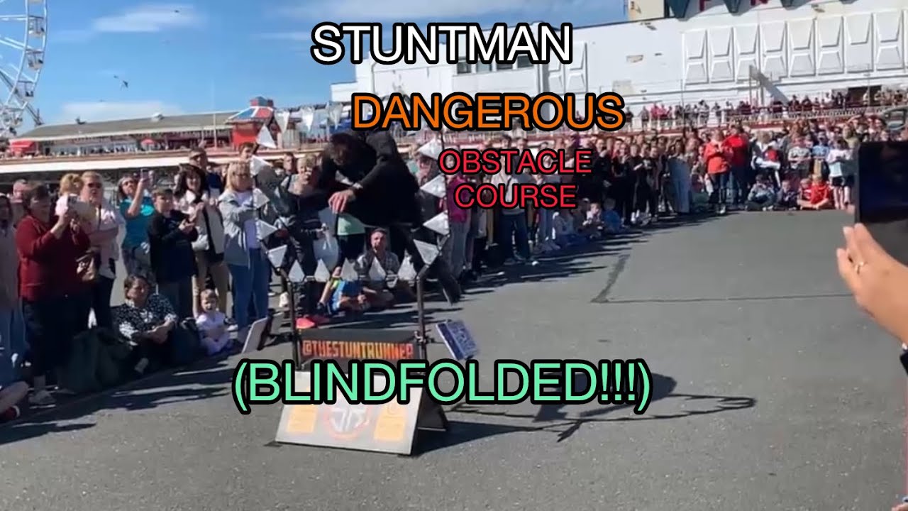 Insane Stuntman does INSANELY DANGEROUS Obstacle course BLINDFOLDED ...