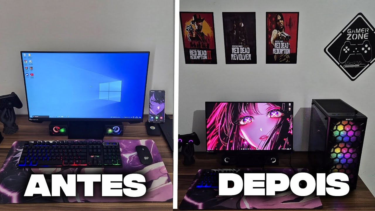 MEU PRIMEIRO SETUP GAMER HUMILDE / ANTES E DEPOIS - YouTube