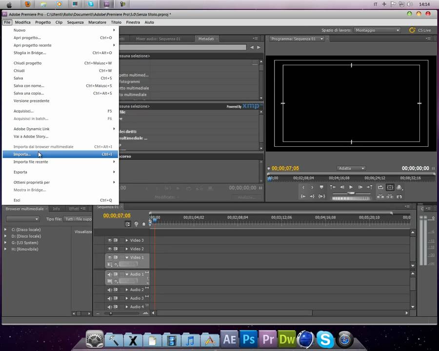 Importare File in Adobe Premiere - YouTube