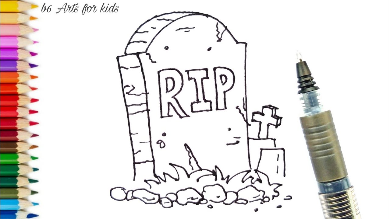 How To Draw A Spooky Tombstone For Halloween - YouTube