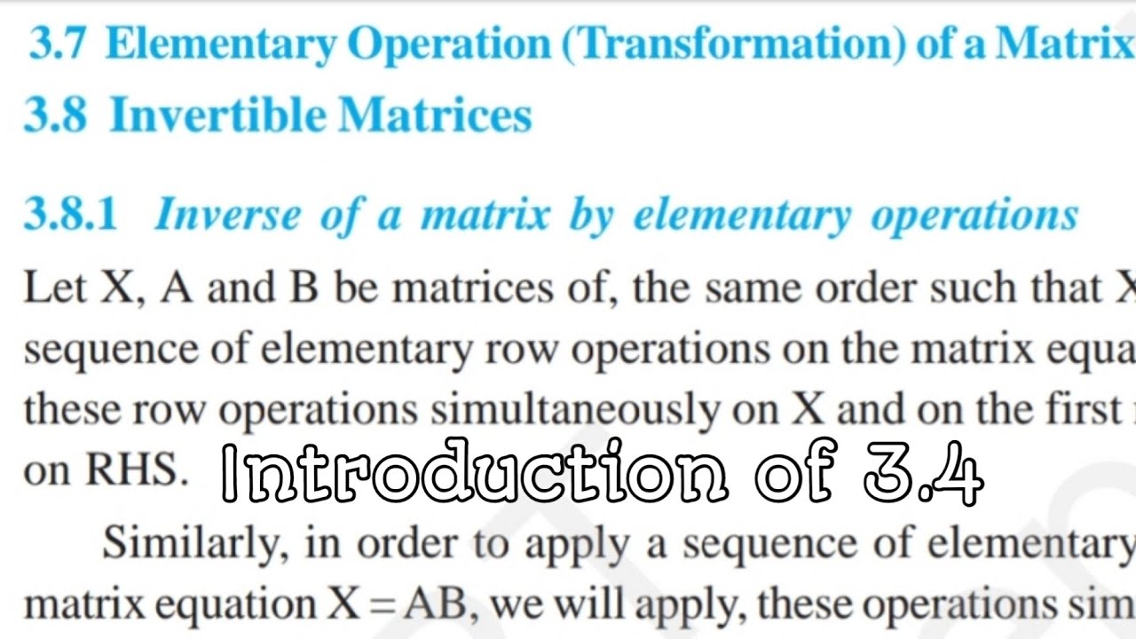Elementary Operation (Transformation) of a Matrix | Invertible Matrices ...