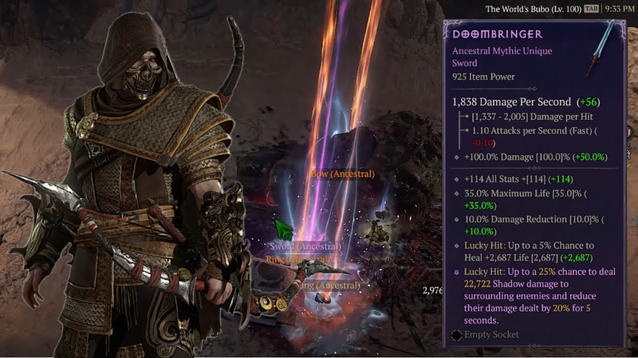 Diablo 4 S5 - Doombringer mythic unique - YouTube