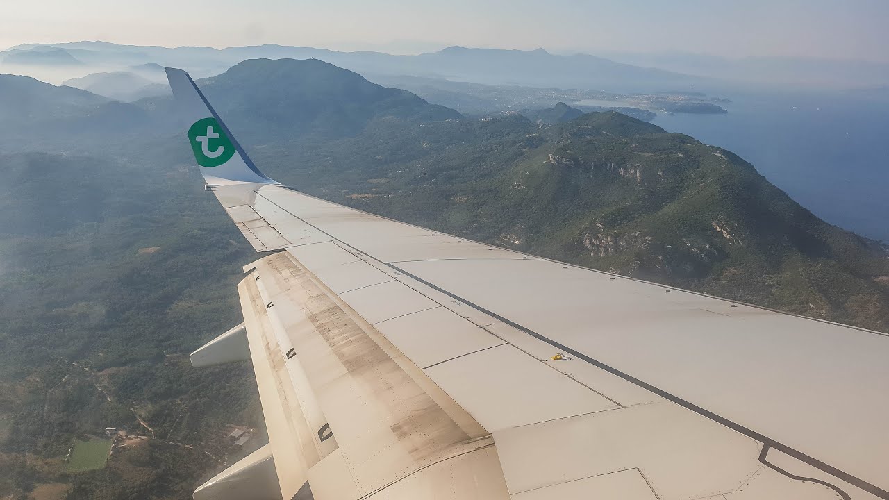 Transavia 737-700 sunset approach and landing Corfu! - YouTube