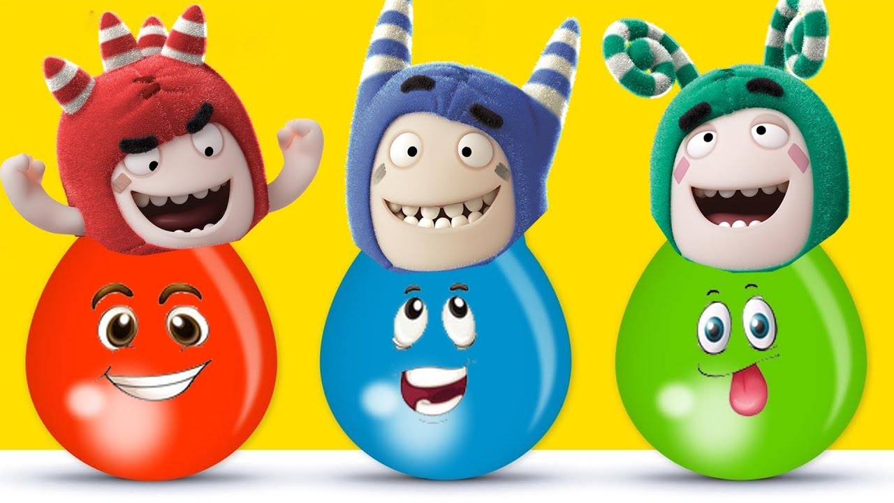 Oddbods water color and toys kids color learning video Jeff, Slick, Zee ...