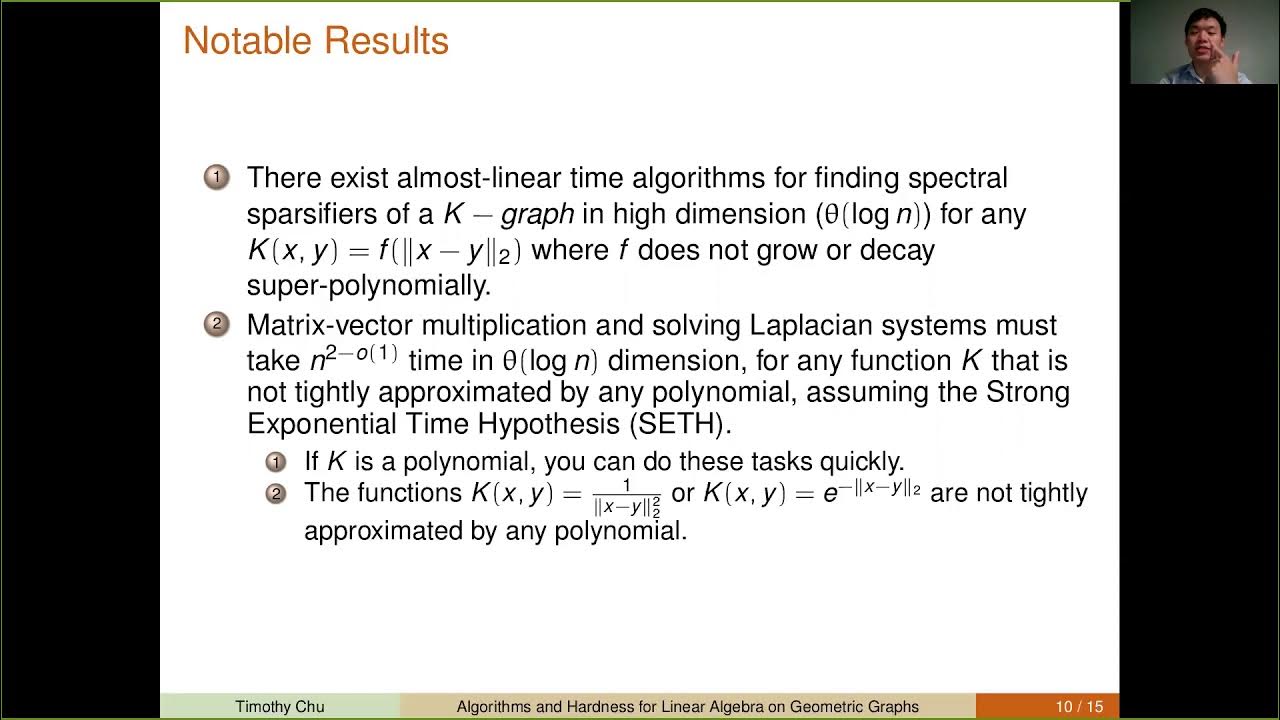 Algorithms and Hardness for Linear Algebra on Geometric Graphs - YouTube