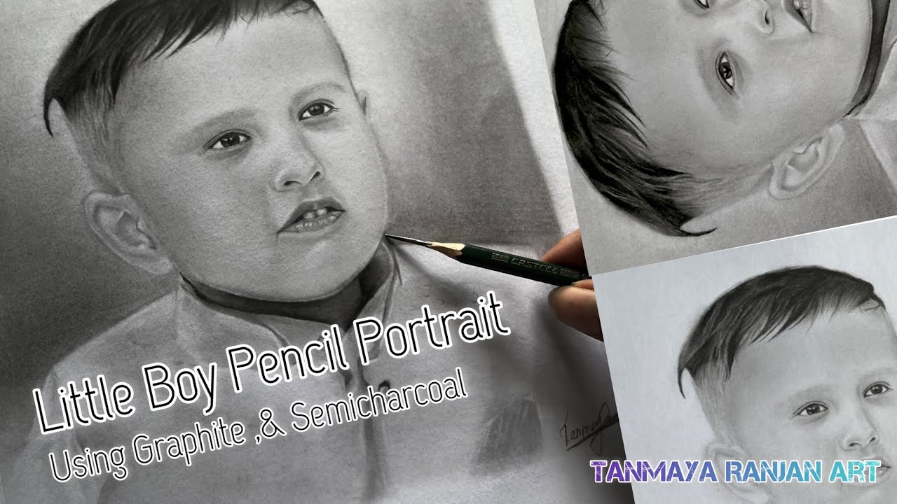 Little Boy Pencil Portrait Drawing || Using Graphite and SemiCharcoal ...