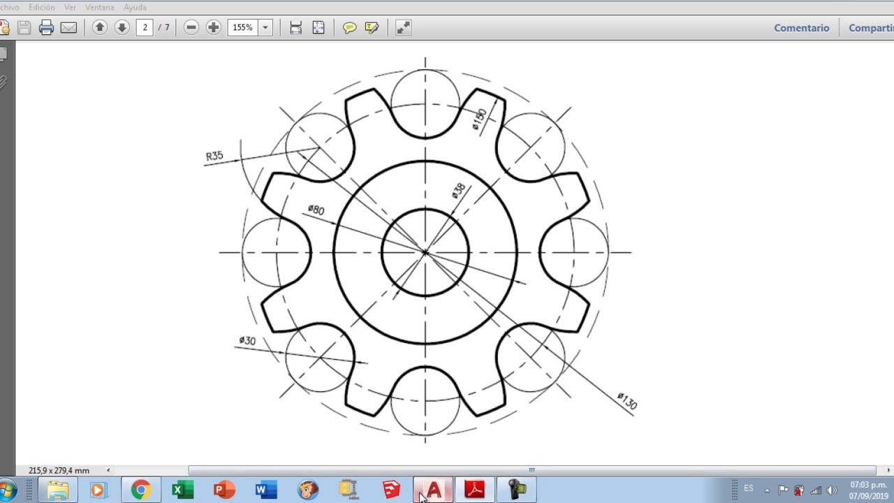 Tutorial de AutoCAD 2019: Rueda dentada - YouTube