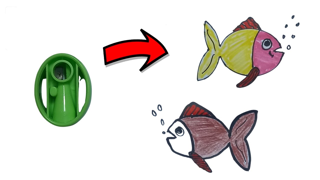 fish drawing 🐠😍 how to draw a fish with a pencil sharper 🐠🥰 fish ...