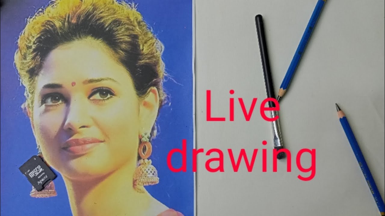 Live Portrait Drawing || live streaming. How to draw female portrait ...