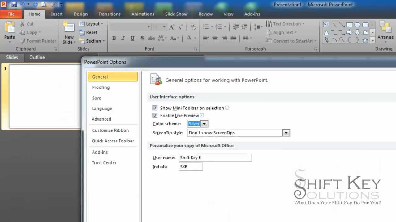 PowerPoint 2010 Customizing the Color Scheme of the Interface - YouTube