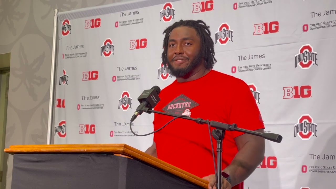 Donovan Jackson talks about Ohio State's offense in its 52-21 win over ...