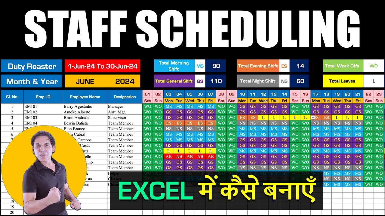 Staff Scheduling in Excel / How to create a work schedule in Excel ...