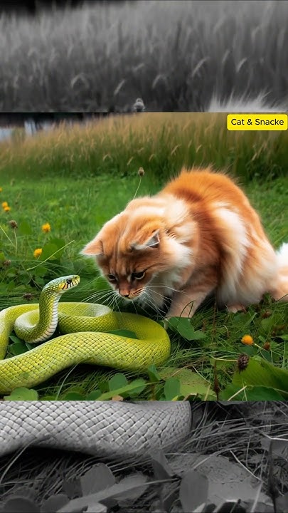 snake and cat pose when they meet #animal #pets #cat #snake - YouTube