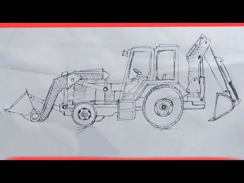 🛑How to draw a JCB machine drawing | 🏗️ construction machine drawing ...