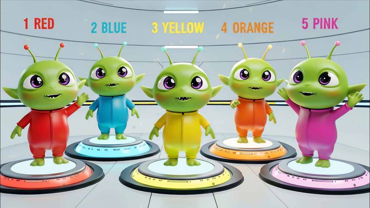 Learn Colors with the Five Little Aliens Song 🎨 | Counting 1 to 5 | 3D ...