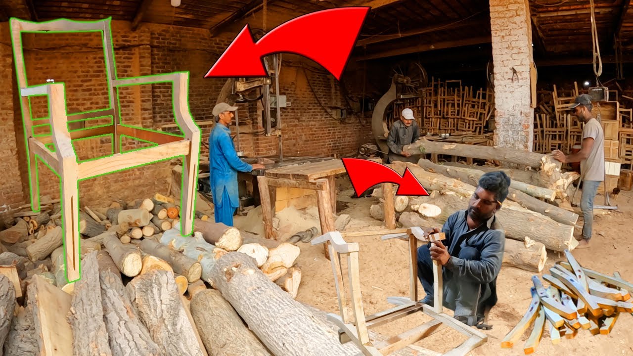 how to build a wooden chair structure || cut a large piece of wood and ...