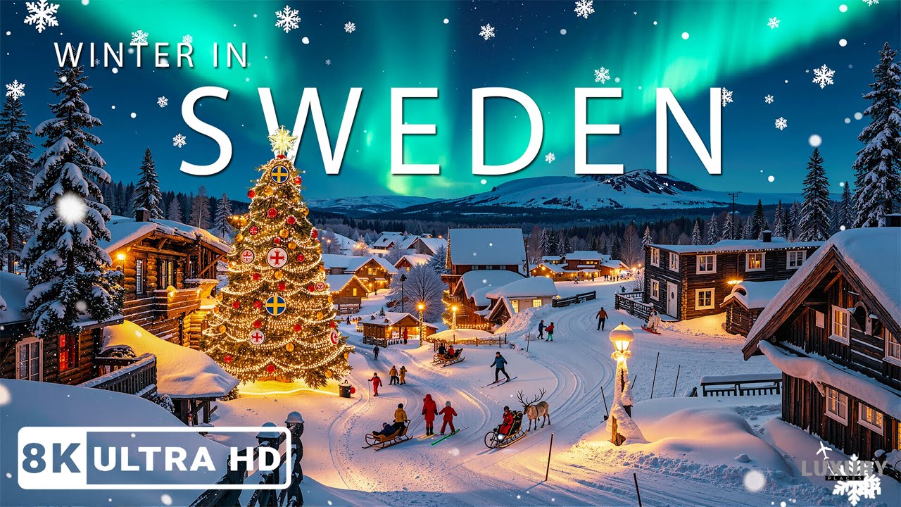 Sweden Snowfall 8K ️ Magical Winter in Swedish Lapland & Ice Hotels ...