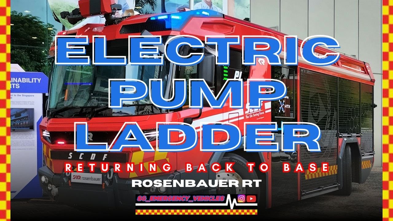 (SCDF) ROSENBAUER RT Electric Pump Ladder Returning Back to Base - YouTube