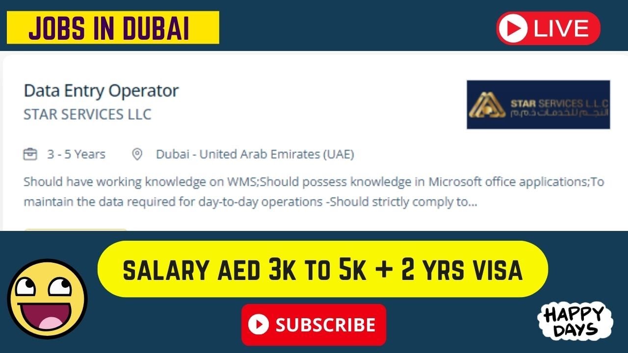 🔴Jobs : Data Entry Operator in STAR SERVICES LLC Dubai - Salary AED ...