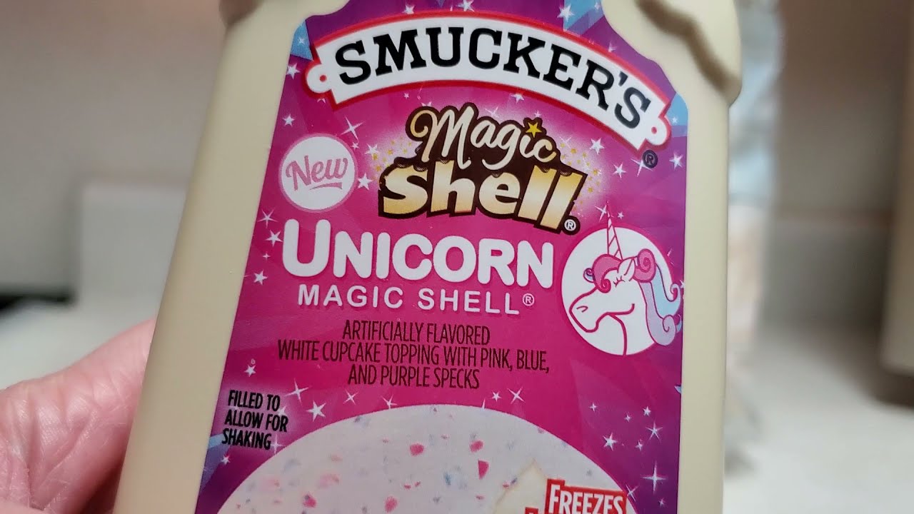new Smucker's unicorn magic shell white cupcake - YouTube