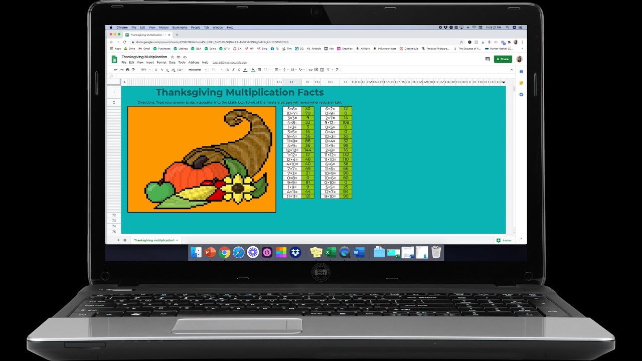 FREE Thanksgiving Digital Mystery Pixel for Multiplication - YouTube