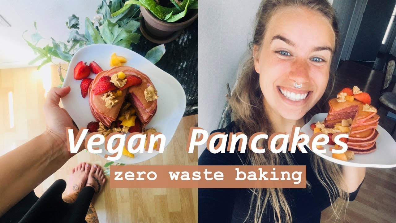 ZERO WASTE BAKING // making vegan pink pancakes - YouTube