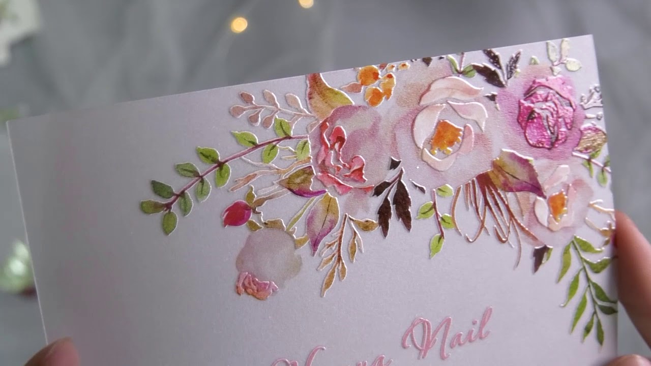 exquisite pink floral uv printing wedding invitations on Vellum paper ...