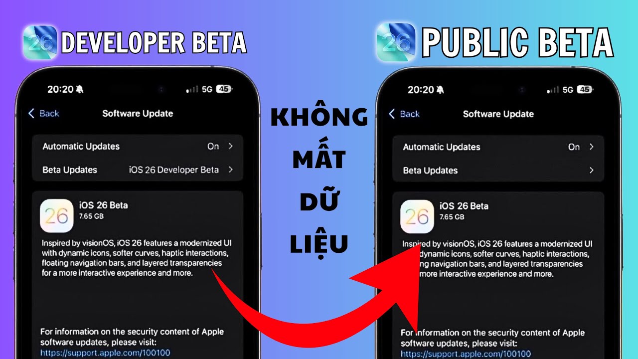 Từ iOS 26 Developer Beta về iOS 26 Public Beta: KHÔNG MẤT DỮ LIỆU - YouTube