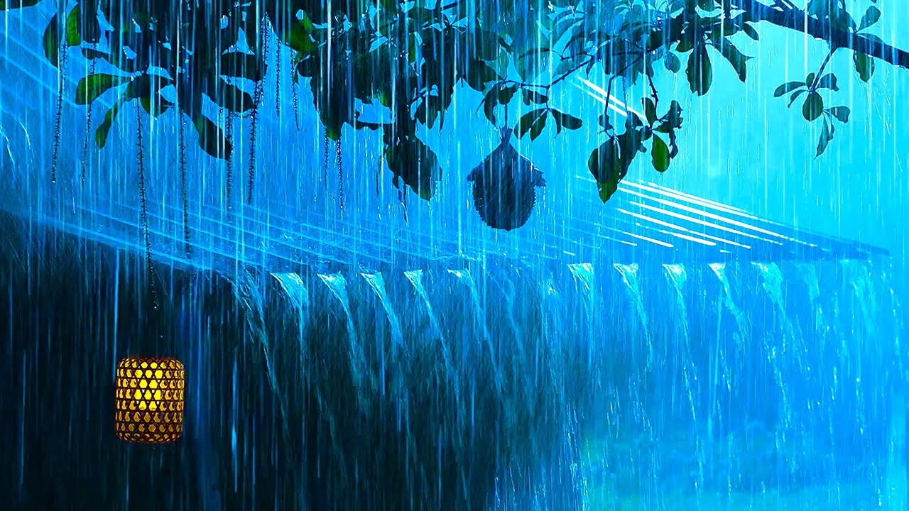 Torrential Rain & Thunderstorm on a Porch at a Forest Farm Help You ...