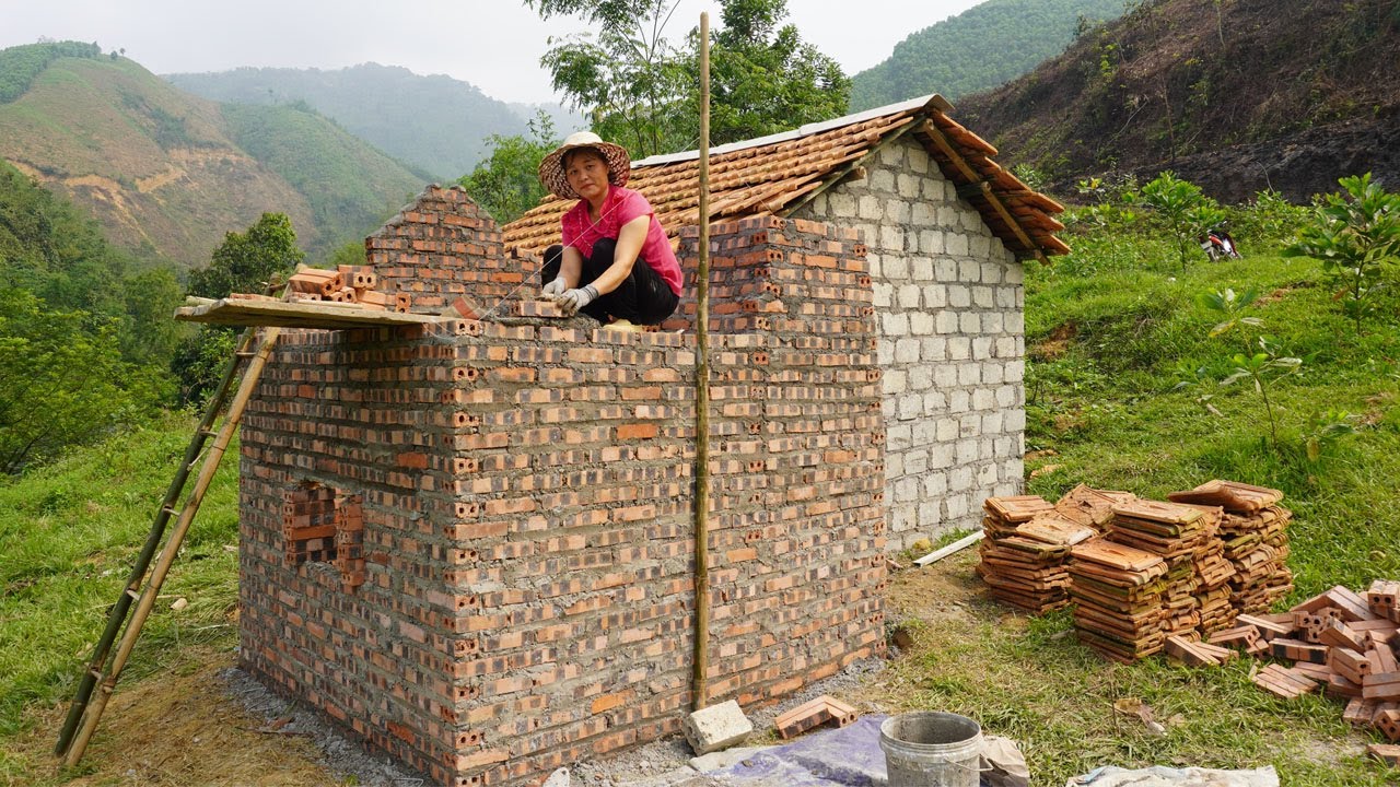 TIMELAPSE: START to FINISH Alone Building Kitchen Brick House - BUILD ...