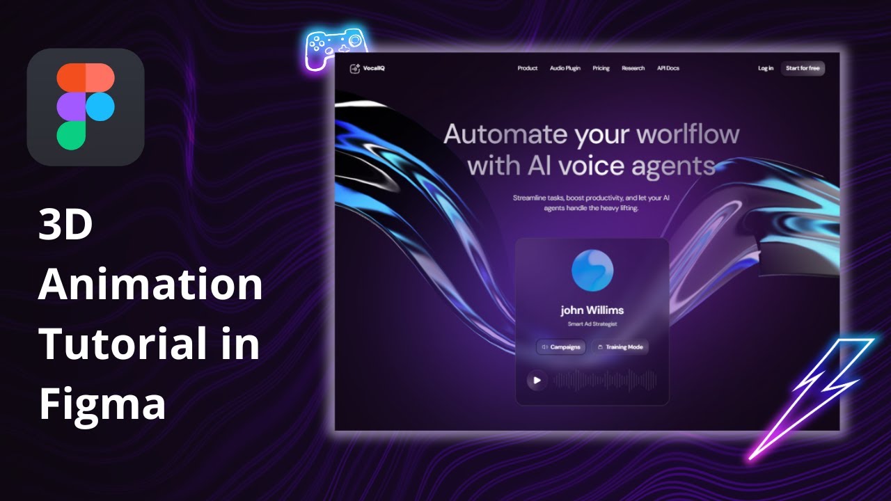 3d animation design tutorial in figma using spline | AI voice agents ...