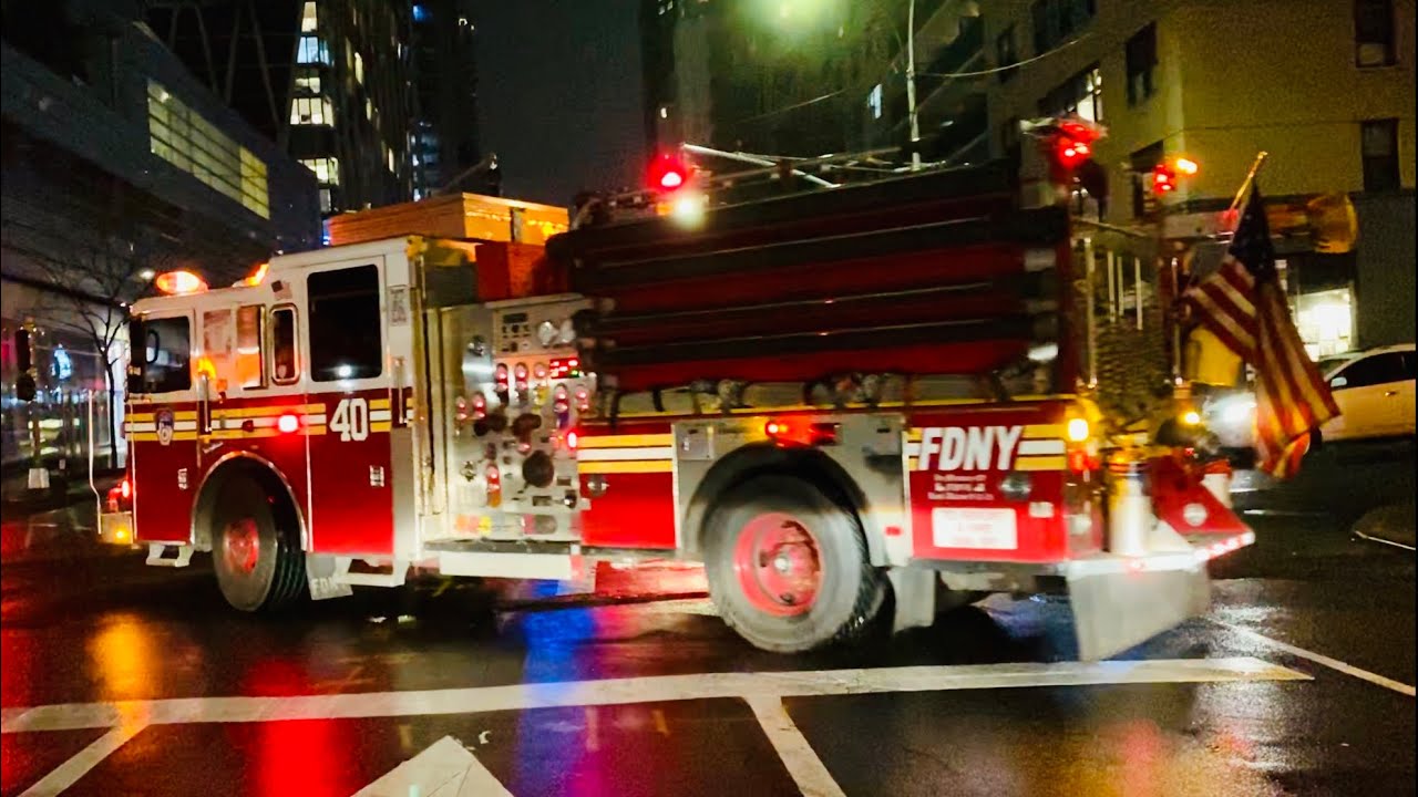 FDNY ENGINE 40 RESPONDING FROM QUARTERS ON AMSTERDAM AVENUE ON WEST ...