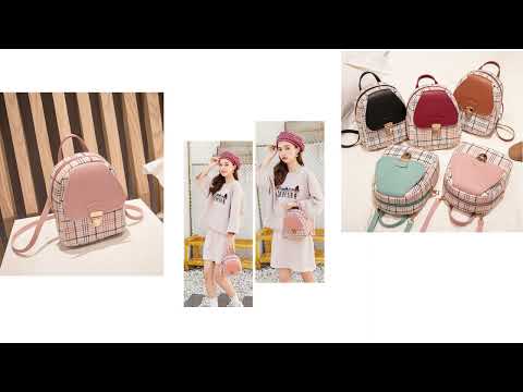 Mini Mochila Xadrez Estilo Coreano com Alça de Ombro Arqueado