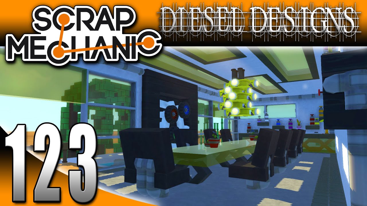 Scrap Mechanic Gameplay :EP123: Dining Room, Bar, Art, Water Feature ...