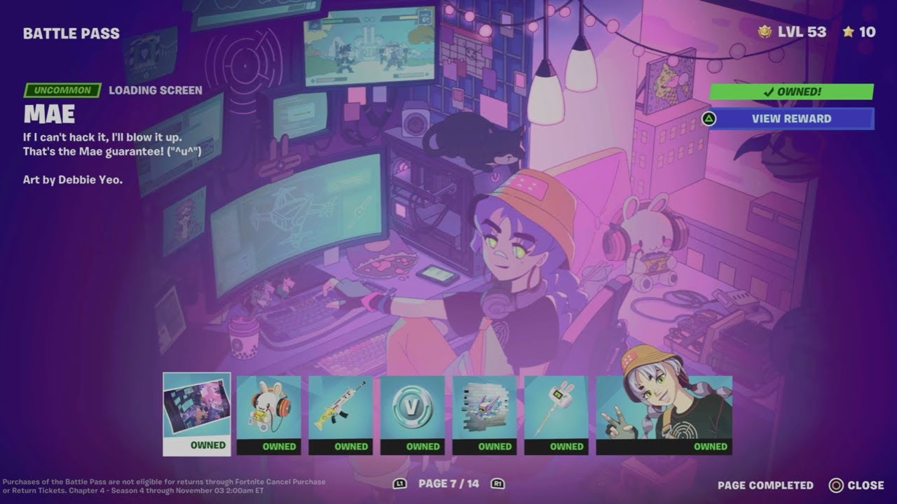 How To Unlock Mae Loading Screen In Fortnite Battle Pass Rewards Page