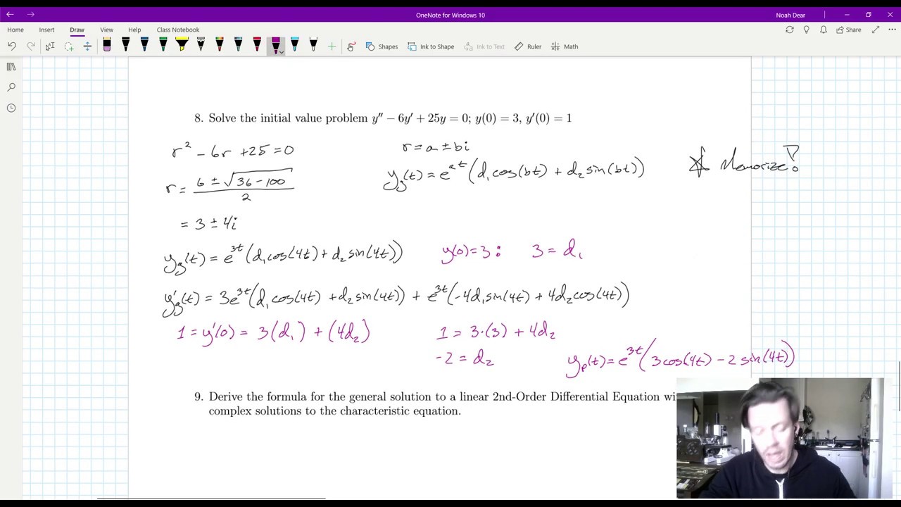 Initial Value Solution Homogeneous 2nd Order Differential Eq ...