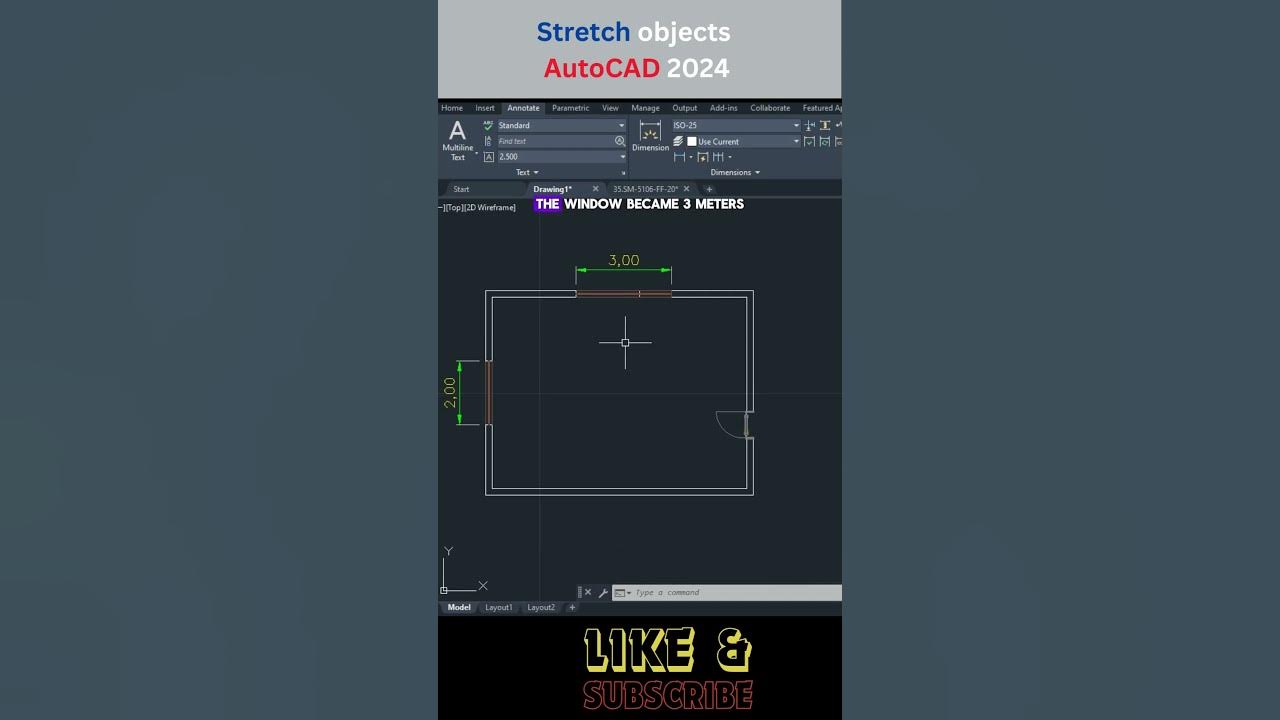 Stretch objects AutoCAD 2024 Tutorials #autodesk #autocad #design #autocad2024 - YouTube
