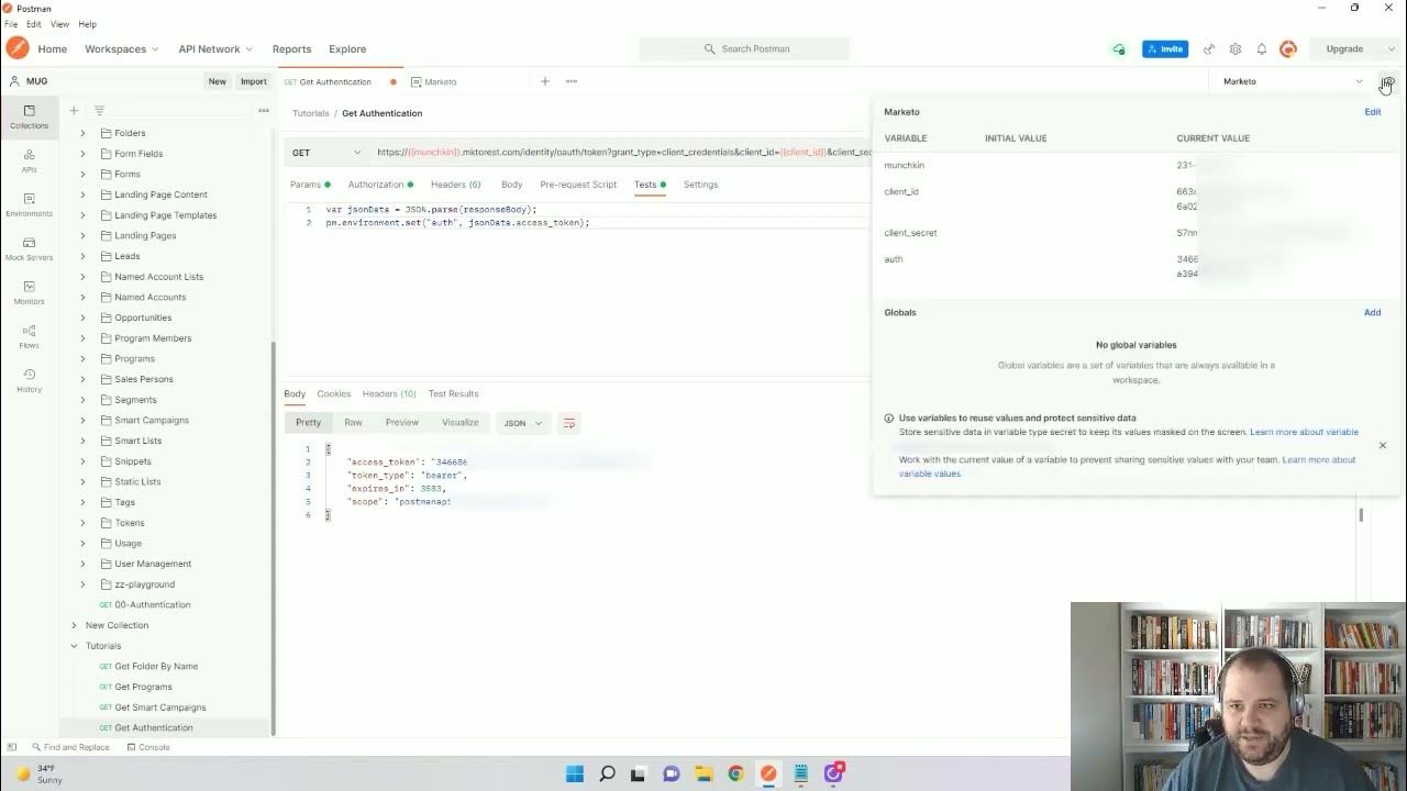 Marketo API - Store Authentication Token in Postman - YouTube
