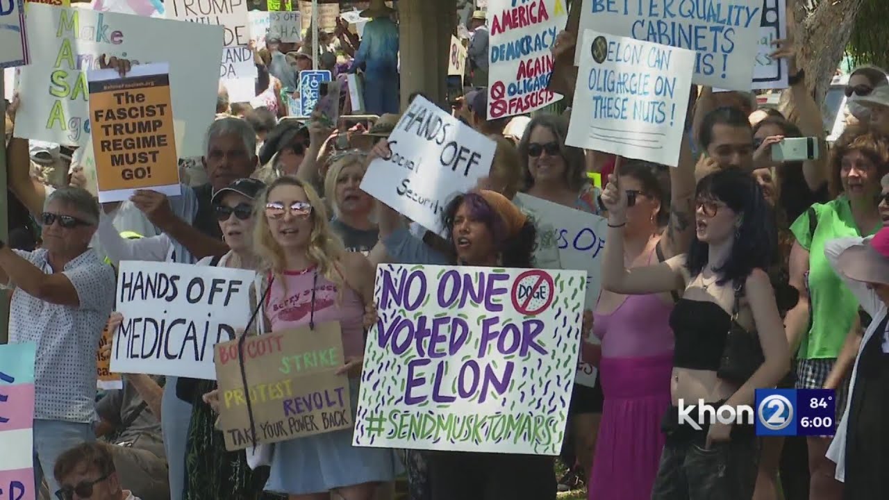 Thousands flood around Hawaii Capitol during 'Hands Off Hawaii' protest ...