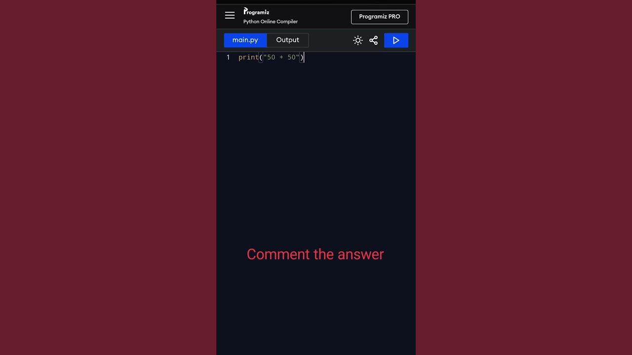 Comment the answer...#pytho #pythonforbeginners - YouTube