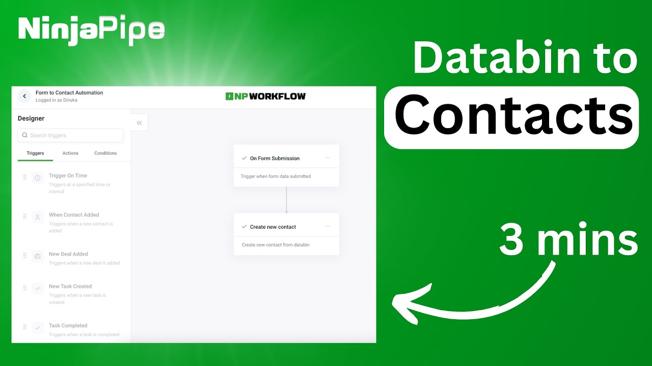 Add Data Bin responses to New Contacts - NinjaPipe Workflow ⚡️ - YouTube