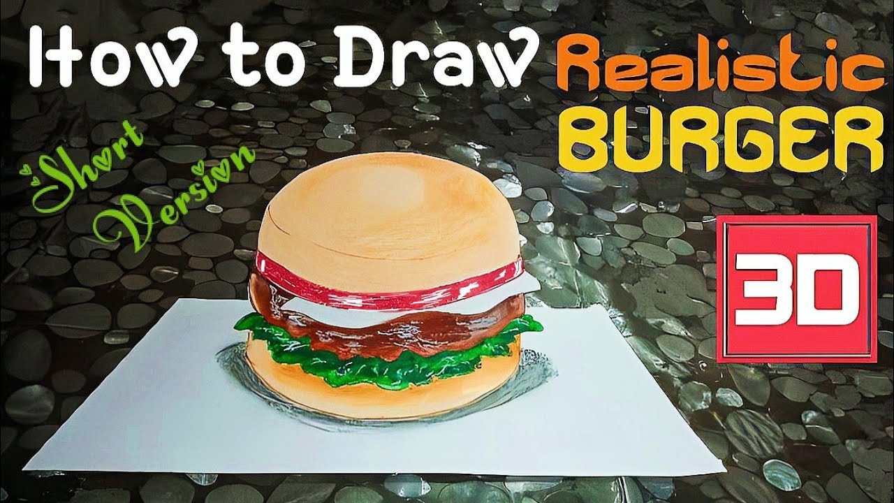How to draw Realistic 3D Burger | Illusion| #Realistic #3d #burger ...