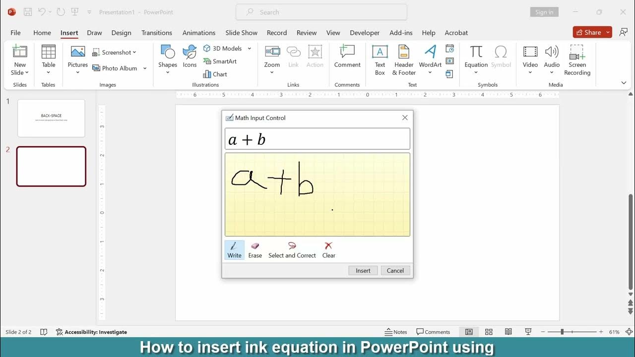 How to insert ink equation in PowerPoint using - YouTube