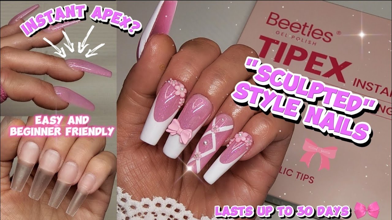 TRYING BEETLES TIPEX TIPS? | EASY COQUETTE NAIL ART | COLLAB WITH ...