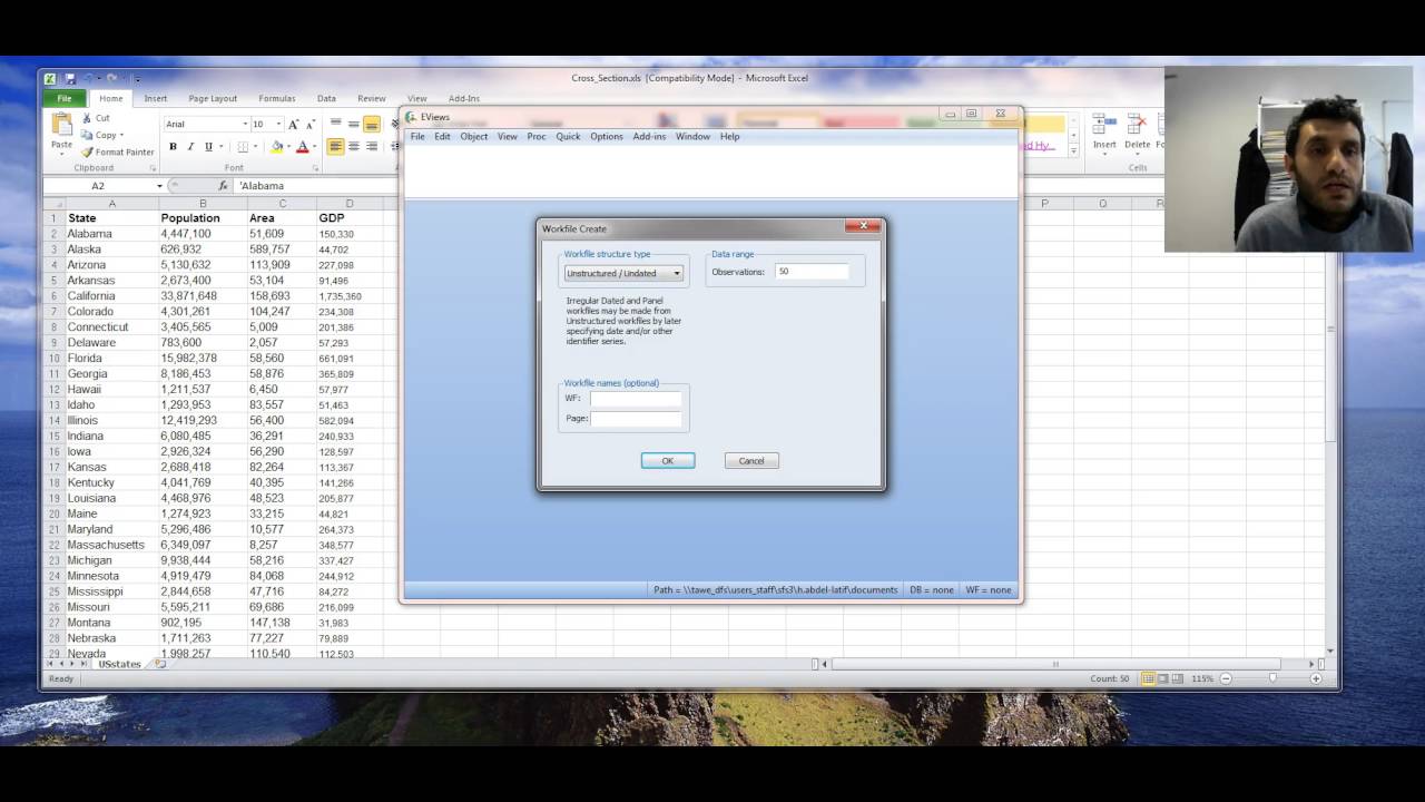 Create Workfile in EViews كيف تخلق ملف جديد في برنامج أفيوز - YouTube