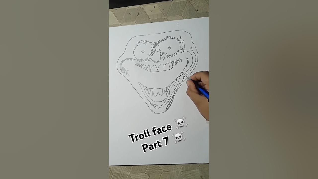 How to draw Troll face step by step ( part 7 ) | Creepy Drawing Troll face - YouTube