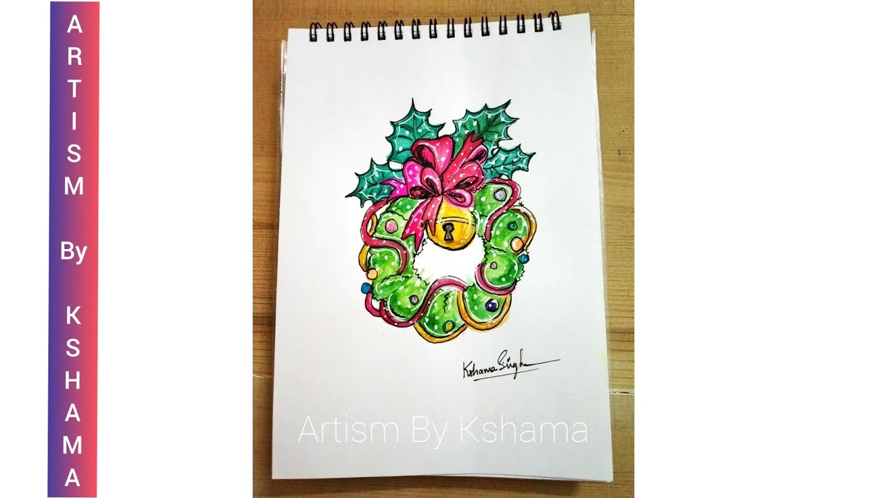How to Draw Christmas Garland Drawing 2020 | christmas series #20 - YouTube