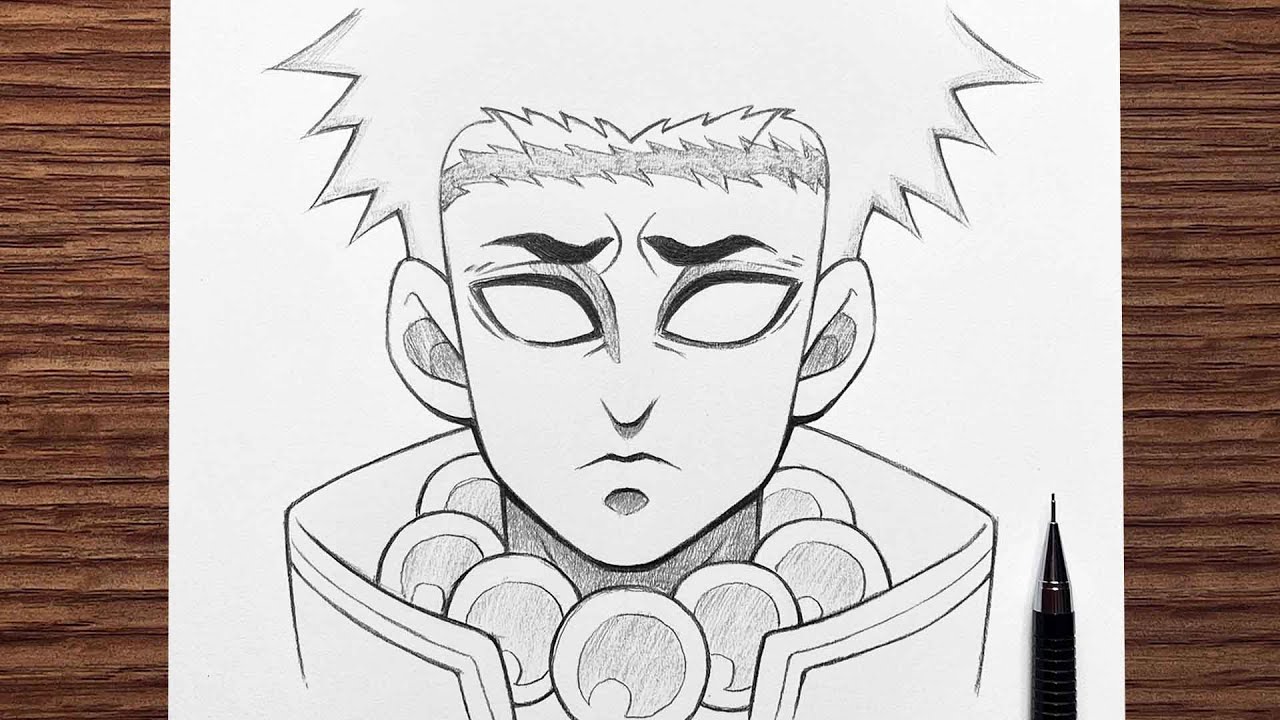Easy anime drawing | how to draw Gyomei - Demon Slayer | anime boy ...